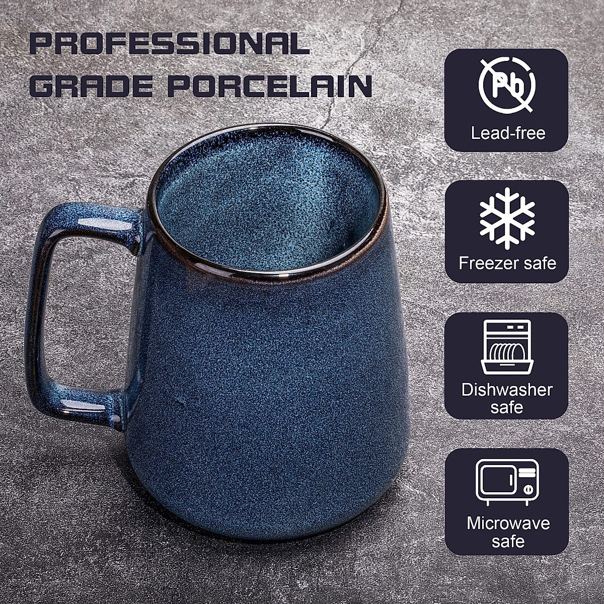 Tsreinh Extra Large Ceramic Coffee Mug,24 Oz,Oversized Tea Cup for Home and Office,With Big Handle,Dishwasher and Microwave Safe (24 Oz Blue)