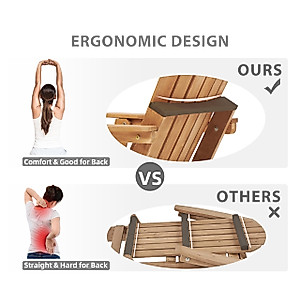 Oversize Wooden Outdoor Folding Adirondack Chair with Pre-Assembled BackRest & SeatBoard, Wood Patio Chair for Garden Backyard Porch Pool Deck Firepit