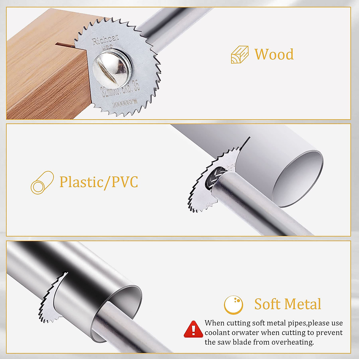 Richcat PVC Pipe Inside Cutter,Inside Pipe Cutter,Internal Plastic Pipe Cutter,Plumbing Internal Plastic ABS Pipe Cutter Set,1/4" Hex Shank,High Speed Steel, for Plastic/PVC/Wood/Soft Metal