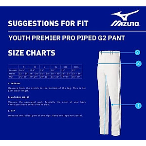 Mizuno Boys Youth Select Pro Piped Pant G2 XL White-Navy, White/Navy, X-Large US