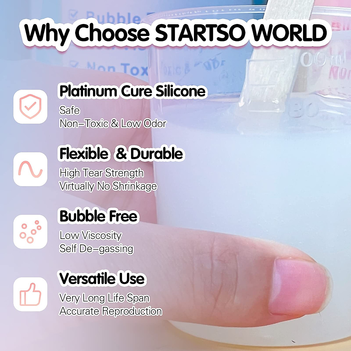 Silicone Mold Making Kit, 10A Super Elastic Translucent Platinum RTV-2 Liquid Silicone Rubber 9.8LB for Casting 3D Silicone Molds, Resin, Soap, Candle Wax, Plaster, Clay, DIY Molds - 1:1 by Volume