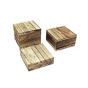 MOOCA Wooden 3 Pcs Square Risers for Display Jewelry and Accessories Display Stand, Wooden Risers for Display, Wood Display Stand Wooden Display Risers, Oak Color