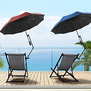 UPF 50+ Beach Umbrella with Adjustable Universal Clamp