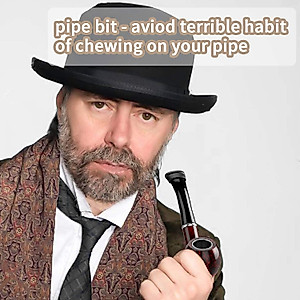 Joyoldelf Tobacco Pipe, Classic Smoking Pipe with Foldable Tobacco Pipe Stand, Bent Tobacco Pipes for Smoking with Gift Box and Smoking Accessories