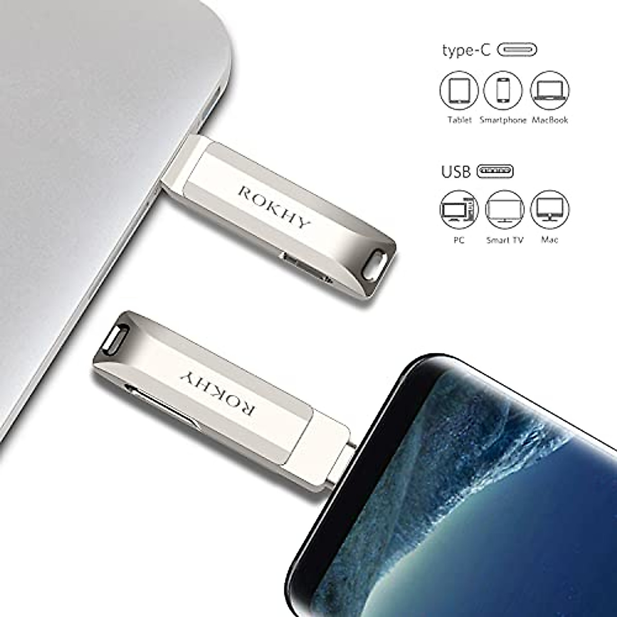 Flash Drive USB Type C Both 3.2 Tech - 2 in 1 Dual Drive Memory Stick High Speed OTG for Android Smartphone Computer, MacBook, Chromebook Pixel - 32GB