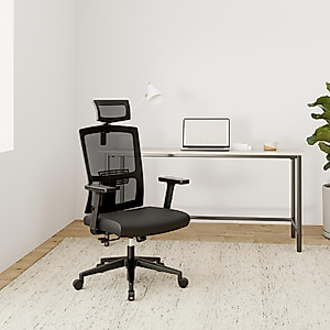 NOBLEWELL Office Chair Ergonomic Office Chair with Large Seat, Lumbar Support Computer Chair, Desk Chair with Adjustable Headrest, Armrest