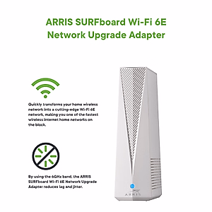 ARRIS Surfboard Wi-Fi 6E Network Upgrade Adapter W6U, Dedicated 6 GHz Band for Compatible Devices, 2.5 Gbps Port, Works with Any Wi-Fi Device, Upgrade Your Network to Wi-Fi 6E