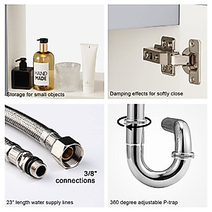 AHB 16" Bathroom Vanity W/Sink Combo for Small Space, Wall Mounted Bathroom Cabinet Set with Chrome Faucet Pop Up Drain U Shape Drain (Grey)…