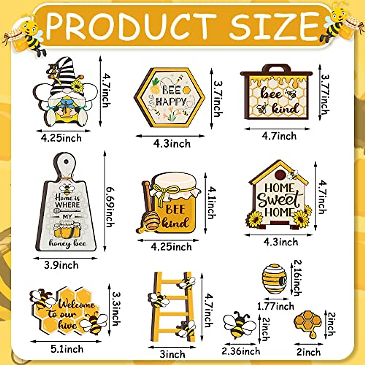 14 Piece Bee Tiered Tray Decor Set Farmhouse Farm Tiered Tray Decor Bee Wood Signs Sunflower Rustic Trays Decor for Summer Home Kitchen Table Decor