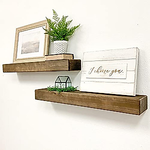 Del Hutson Designs Artisan Haute Wooden Boxed Floating Mantle Shelves (Dark Walnut, 36-inch)