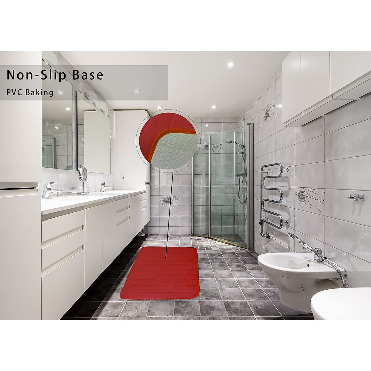 iMaylex Soft Memory Foam Bath Rug, Absorbent Luxury Bath Rug Mat, Quick Dry Bath Mat for Front Floor of Bathtub, Shower Floor and Toilet, Wine Red, 32" x 20"