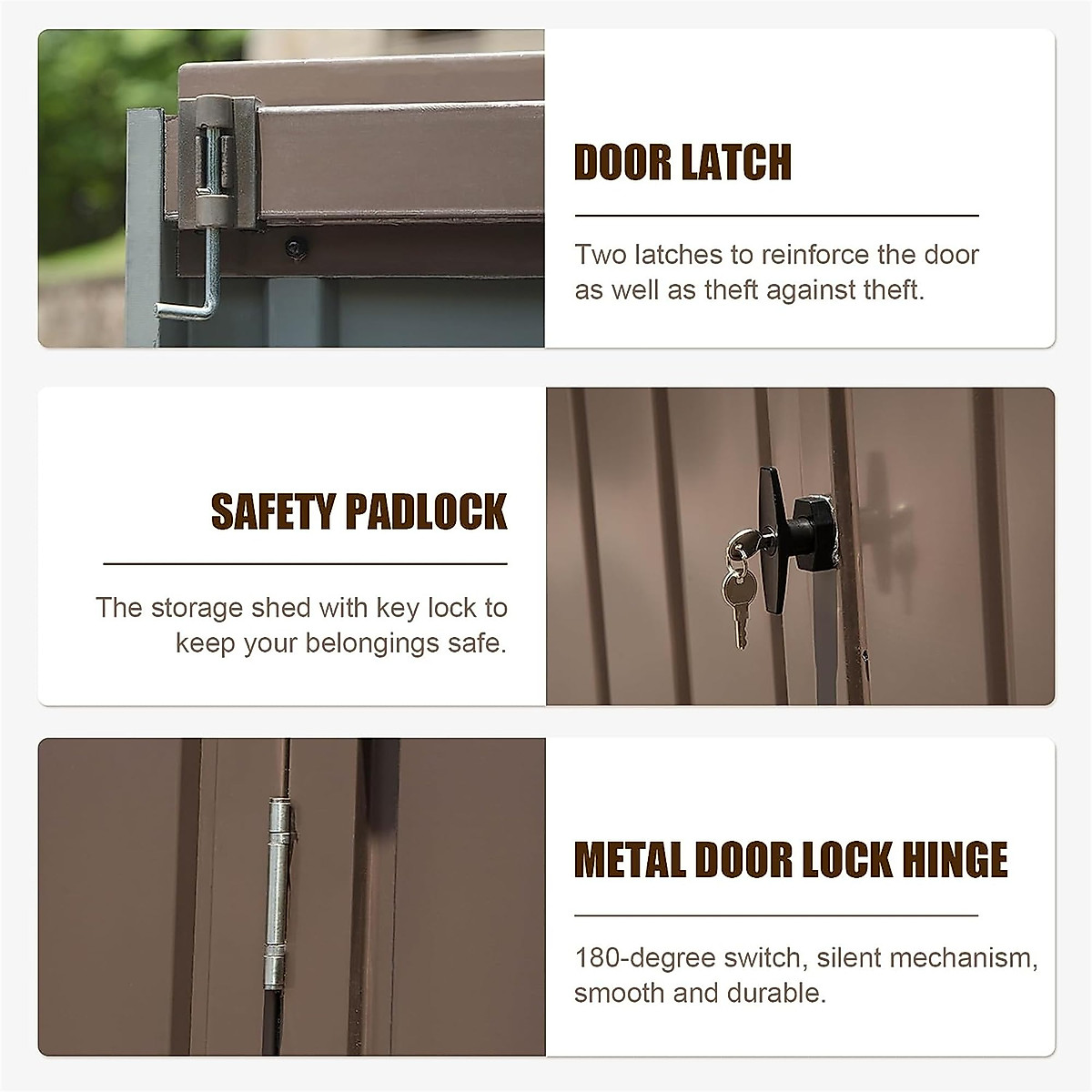 HiKingKing 10x8 Ft Metal Outdoor Tool House, Large Steel Utility Backyard Storage Sheds with Double Lockable Doors & Air Vents, Waterproof for Garden, Patio Lawn, Brown