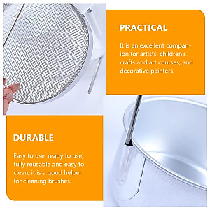 Gadpiparty Cleaner Hanging Container Barrel for Holder Metal Stand Art Bucket Tank Useful Painting Pen with Washer Oil Paintbrush Watercolor Paint Hanger Cleaning Brush Calligraphy Drying