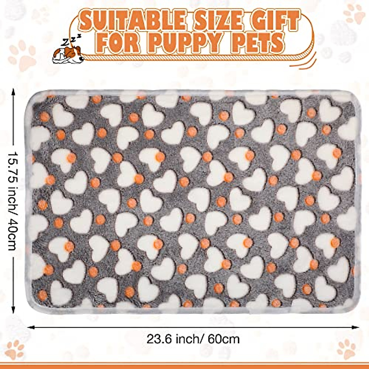 18 pcs Fleece Pet Blanket Soft Warm Sleep Mat Fluffy Cute Puppy Supplies Cute Paw Bone Star Elephant Dot Heart Print Design Dog Bed Blankets for Dog Cat Kitten Doggy and Animals, 15.75 x 23.6 Inch