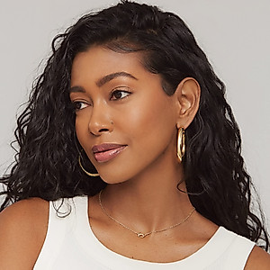 PAVOI 14K Gold Plated Sterling Silver Post Hoops | Lightweight Chunky Hoops Huggies | Thick Gold Hoop Earrings for Women (White Gold,50mm)