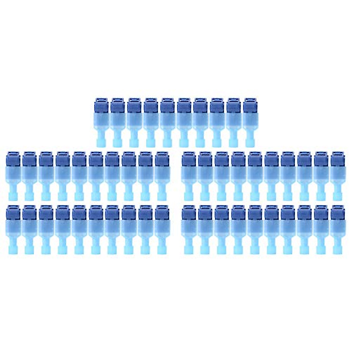 RuiLing 100 PCS Self-Stripping T-Tap Electrical Connectors Wire Quickly Splice Connector and Insulated Male Quick Disconnect Terminals (Blue)
