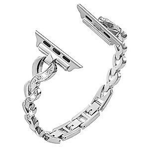 Sangaimei Compatible Bling Band for Apple Watch Band 38mm 40mm 41mm Women Rhinestone Stainless Steel Link Band Iwatch Series 8/7/6/5/4/3/2/1/SE Bracelet Metal Strap