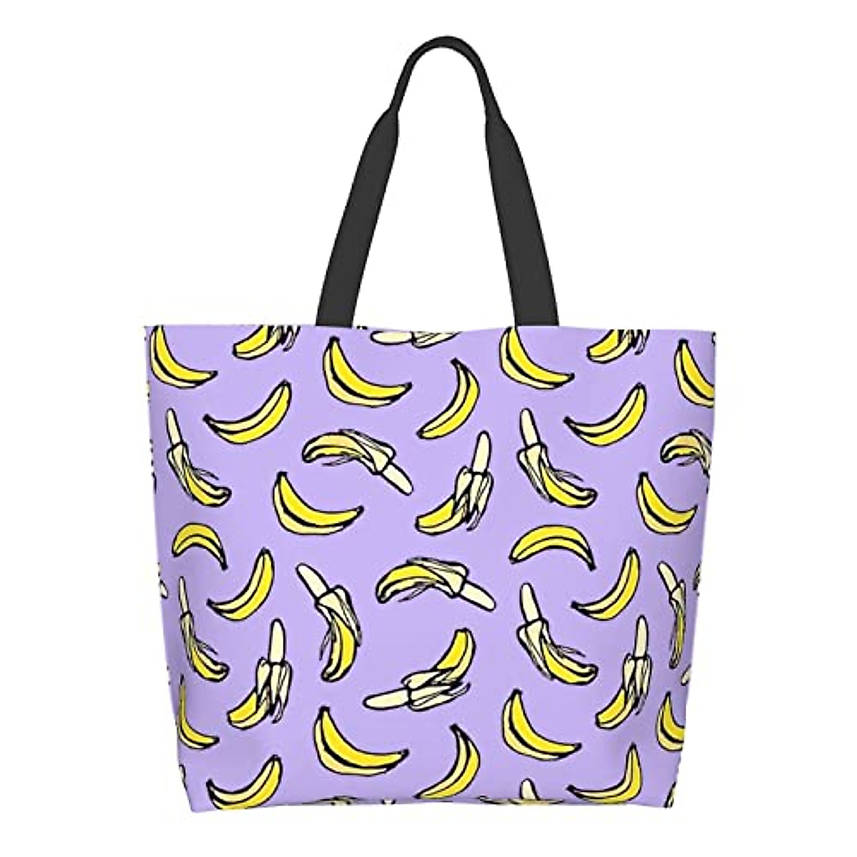 Bananas On Purple Tote Bag For Women,Womens Tote Bags,Waterproof Tote Purse for Teacher,Gym,Work,School with interior Pocket