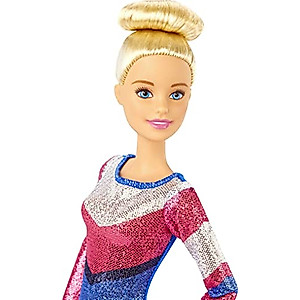 Barbie Gymnastics Playset with Doll and 15+ Accessories, Twirling Gymnast Toy with Balance Beam, Blonde Doll