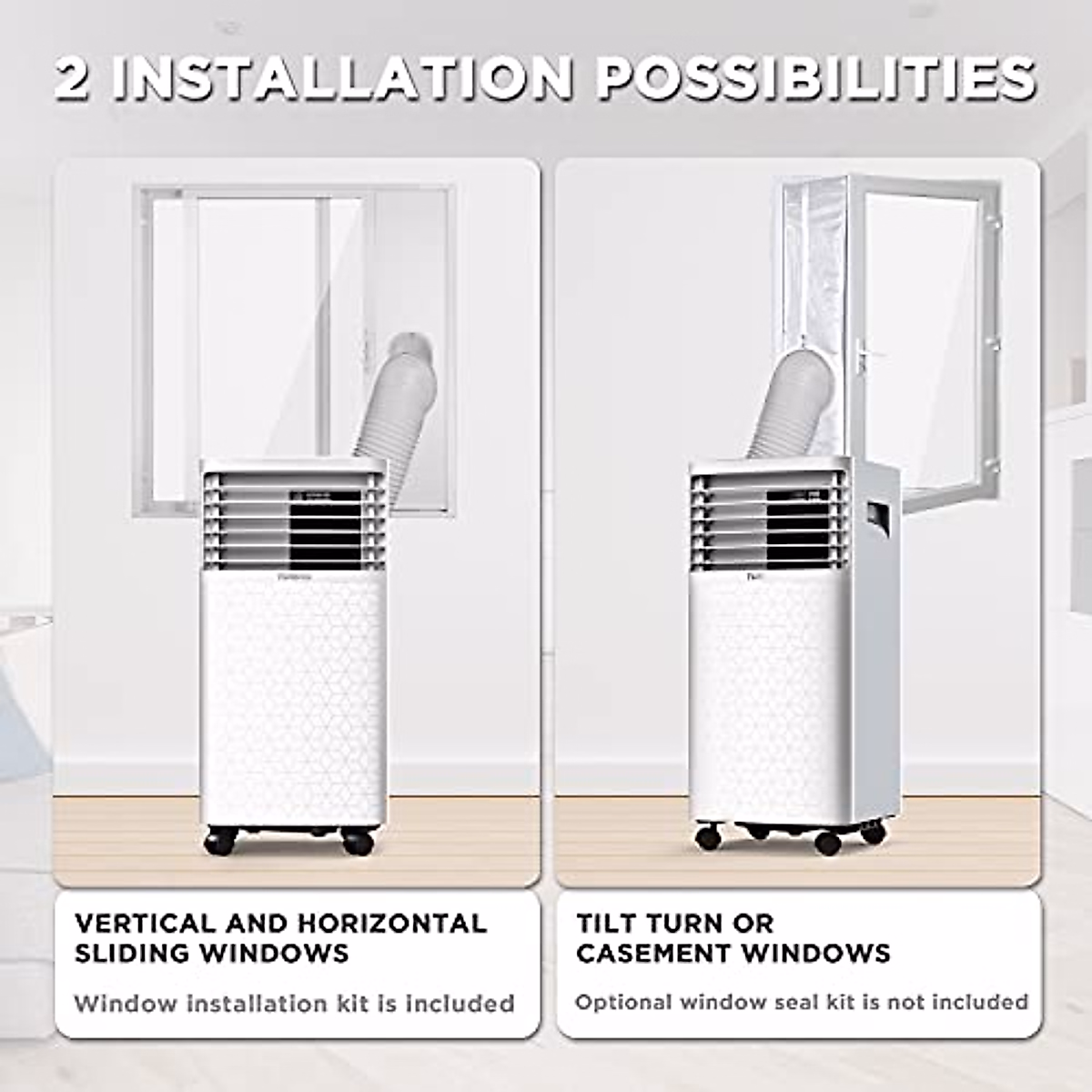 TURBRO Greenland 8,000 BTU Portable Air Conditioner, Dehumidifier and Fan, 3-in-1 Floor AC Unit for Rooms up to 300 Sq Ft, Sleep Mode, Timer, Remote Included (5,000 BTU SACC)