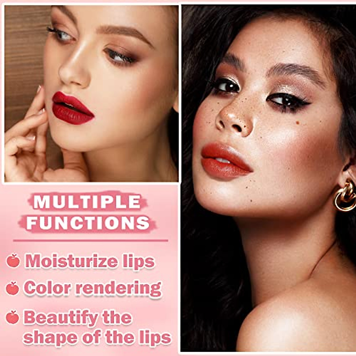 CAHIUYOA Lip Tint Stain Set,Korean Long Lasting Moisturizing Waterproof,High Pigment Multi-use and Cheek Tint,Natural Makeup tinta para labios(#01#02)