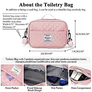 Travel Duffel Bag Weekender Bag for Women，Overnight Carry on Bag with Toiletry Bag, Gym Tote Bag with Wet Pocket,Grid Pink