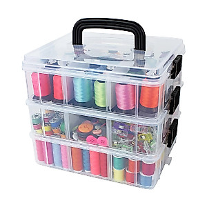 Bins & Things Ultimate Bundle Set of Stackable Storage Containers with 18 Adjustable Comaprtments Case and 2 Tray Case - Craft Storage/Craft Organizers and Storage - Art Supply Organizers.