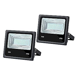 Q QINGCHEN 2 PCS DC 12V LED Flood Light 50W 4500lm 6500K Daylight White Outdoor Security Floodlight Lamp, IP65 Outside Waterproof