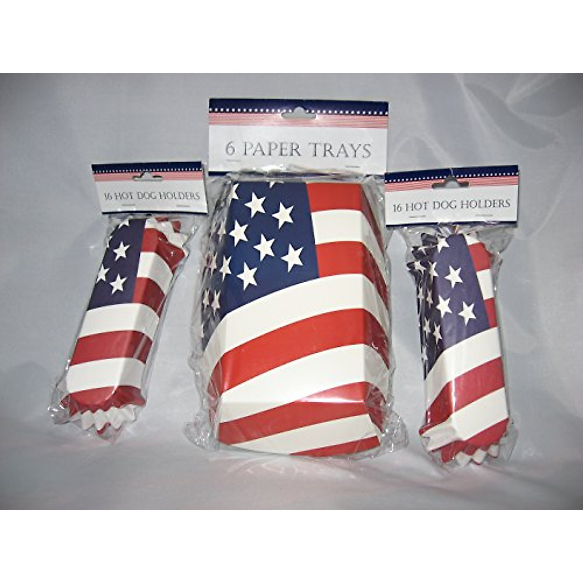 American Flag Paper Food Trays and Hot Dog Holders Bundle
