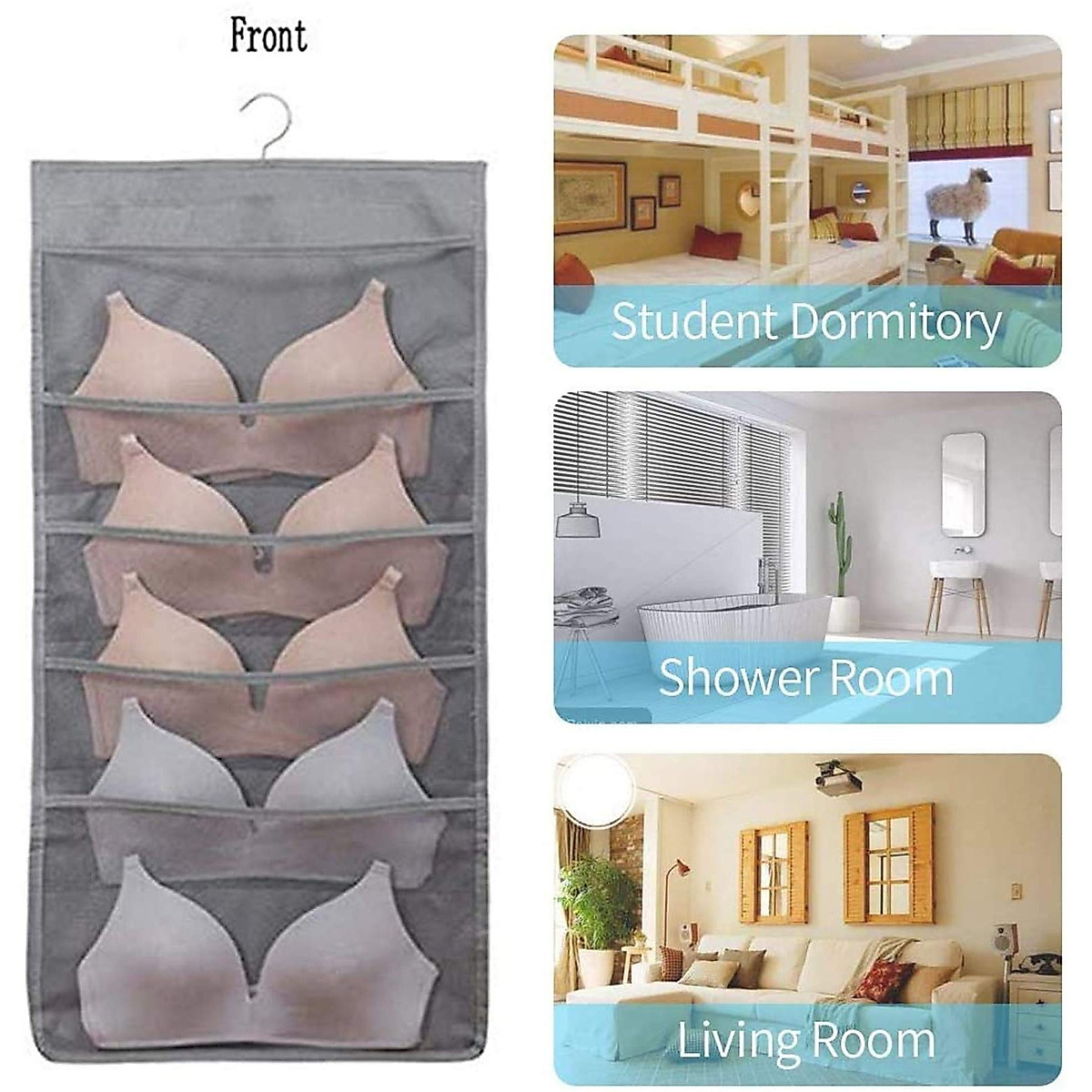 Hanging Underwear Closet Organizer, Bra Organizer for Closet Hanging, Dual-Sided Socks Hanging Closet Organizer,Bra Closet Organizers and Storage Hanging 15 Pockets