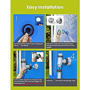 SUMMERBUDDY Above Ground Pool Parts Kit, Replacement Pool Pump Part with Split Plunger Valve, Plunger Valve, 1.5" Inlet Water Nozzle, 1.25" Outlet Strainer, Pool Hose Adapter