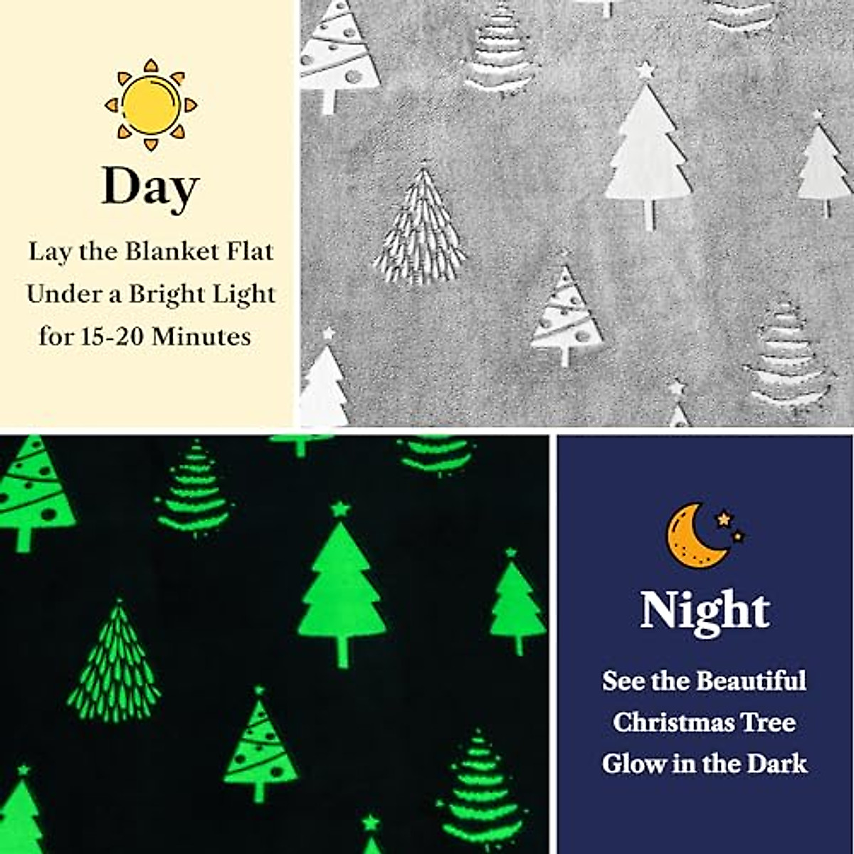 PAVILIA Glow in The Dark Blanket, Christmas Tree Gift for Girls Boys, Toy Blanket for 1 2 3 4 5 6 7 8 9 10 Year Old, Soft Plush Fleece Kids Gift Blanket for Birthday, Christmas, Room Decor, 50x60