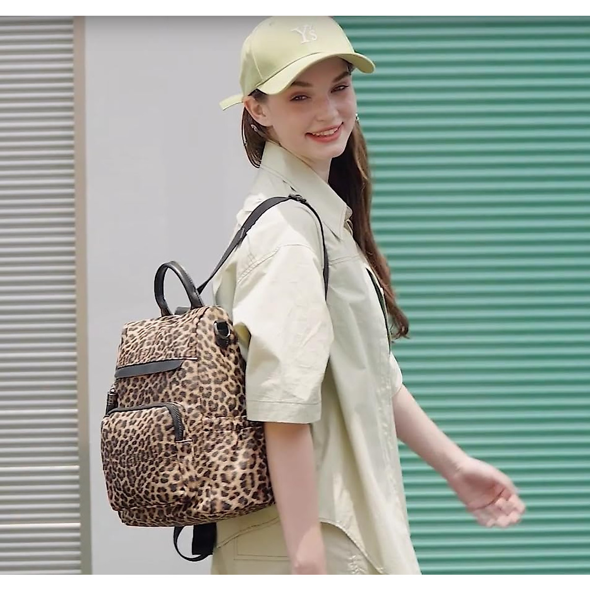 Women Backpack Purse Fashion PU Leather Casual Backpack Shoulder Bag Travel Daypack (Leopard-Brown)