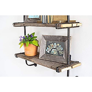 BarnwoodUSA Rustic Wooden Shelf with 2 Planks, Farmhouse Wall Ledge, Natural Weathered Gray