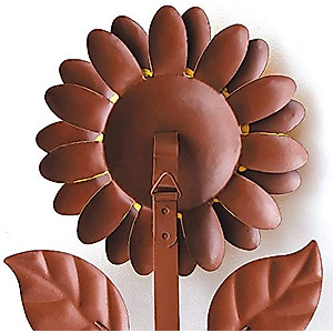 Morning View Sunflower Key Holder Metal Wall Mounted Sunflower Key Hook, Flowers Coat Rack, Durable Robe Rack, Decorative Hat Rack Towel Rack for Home Decor (Set of 2)