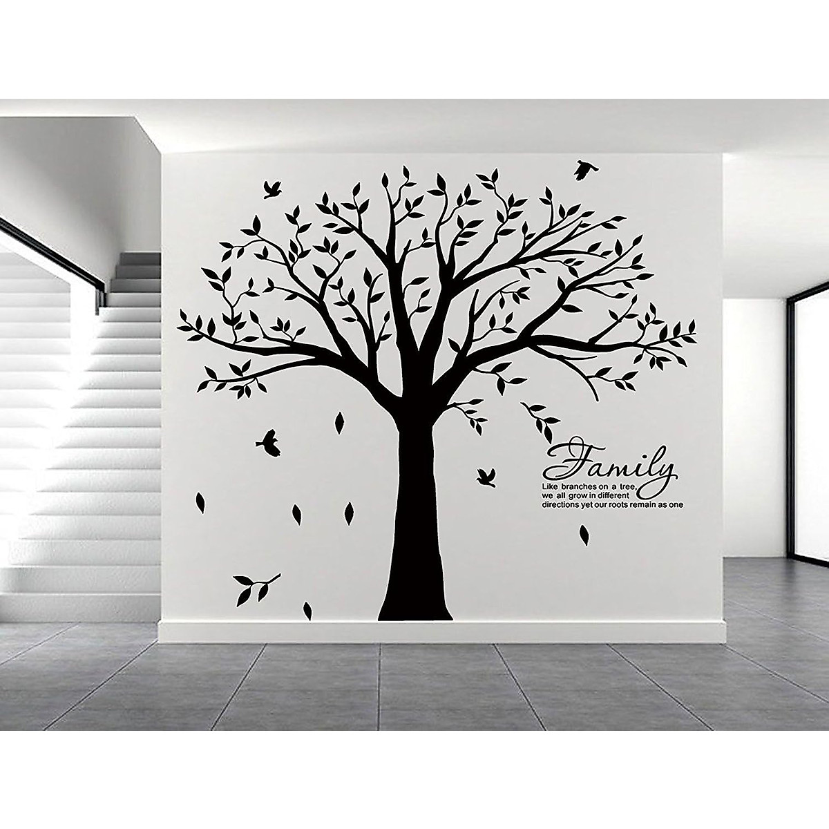 LSKOO Large Family Tree Wall Decal with Family Llike Branches on a Tree Wall Decals Wall Sticks Wall Decorations for Living Room (Black)