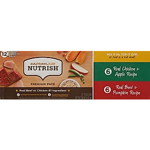 Rachael Ray Nutrish Premium Pate Wet Dog Food, Chicken and Beef Variety Pack, 13 Ounce Cans (Pack of 12)