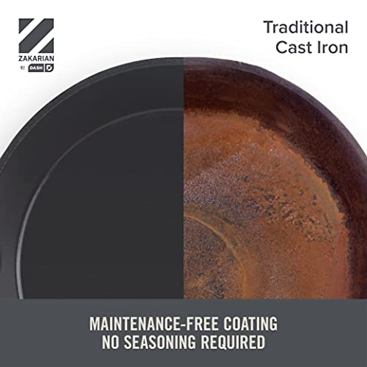 DASH Zakarian by DASH 4.5 Qt Nonstick Cast Iron Dutch Oven, Titanium Ceramic Nonstick Pot with Lid and Handles, Black