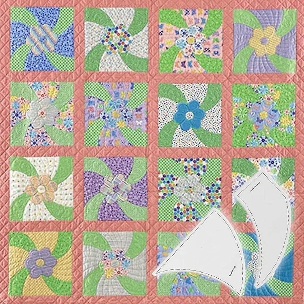 LePvo Twisted Pinwheel Template 2PCS for Quilting, Acrylic Quilting Templates for Professional Tailors Apprentices DIY Quilting Sewing Crafts Embroidery