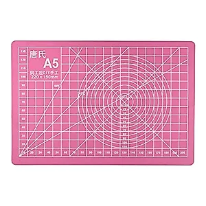 uxcell A5 Self-Healing Cutting Mat, 9" x 6" Non-Slip Single Sided with Grid PVC Desk Mat for DIY, Crafting, Model Building Rotary Cutting Board Pink