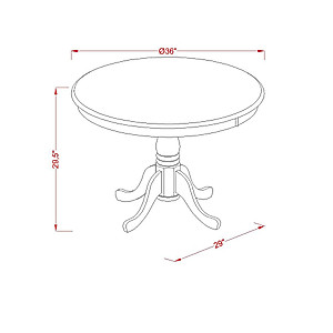 5 Piece Dining Set Includes a Round Dining Room Table with Pedestal and 4 Wood Seat Chairs