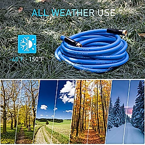 DayisTools Heavy Duty Hybrid Garden Hose 50ft, Flexible Kink Resistant Water Hose 5/8 IN x 50 Feet, Lightweight, Super Strong, All-weather, Burst 600 PSI, 3/4 IN GHT Solid Brass Fittings, Blue