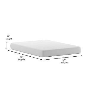 Flash Furniture Jasmine 8 Inch Green Tea Memory Foam Mattress - Charcoal Infused - Supportive Pressure Relief - CertiPUR-US Certified Foam - Full Mattress in a Box