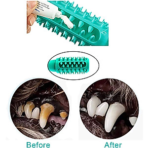 Erichome Dog Toothbrush Chew Toy - Puppy Dog Teeth Cleaning Stick - Natural Rubber Dental Toothbrush Toys for Dog,2PC with Finger Toothbrush (Squeak)