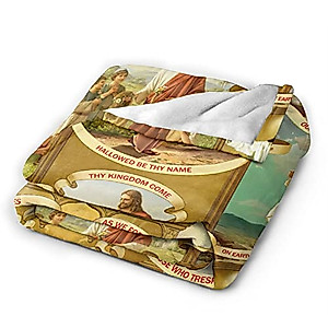 Jesus Throw Blanket Christian Bible Verse Prayer Healing Blanket Gift for Adults Women Man Inspirational Scripture Catholic Faith Religious Blanket Soft Cozy Fleece Blanket Couch Decor 40''X50''