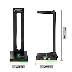 Havit RGB Headphones Stand with 3.5mm AUX and 2 USB Ports, Headphone Holder for Gamers Gaming PC Accessories