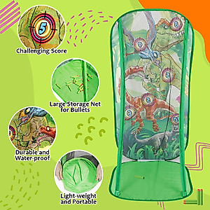 ABERLLS Shooting Game Toy for Age 5 6 7 8 9 10+ Years Old Kids, Boys, Dinosaur Shooting Target with 2 Foam Dart Blasters 40 Foam Darts, Ideal Kids Gift for Indoor Outdoor
