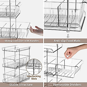 Stofiro 3 Tier Clear Bathroom Organizers and Storage, 2 Pack Pull Out Bathroom Organizer with Dividers, Multi-Purpose Cabinet Organizer for Bathroom Storage, Kitchen Pantry, Makeup, Medicines