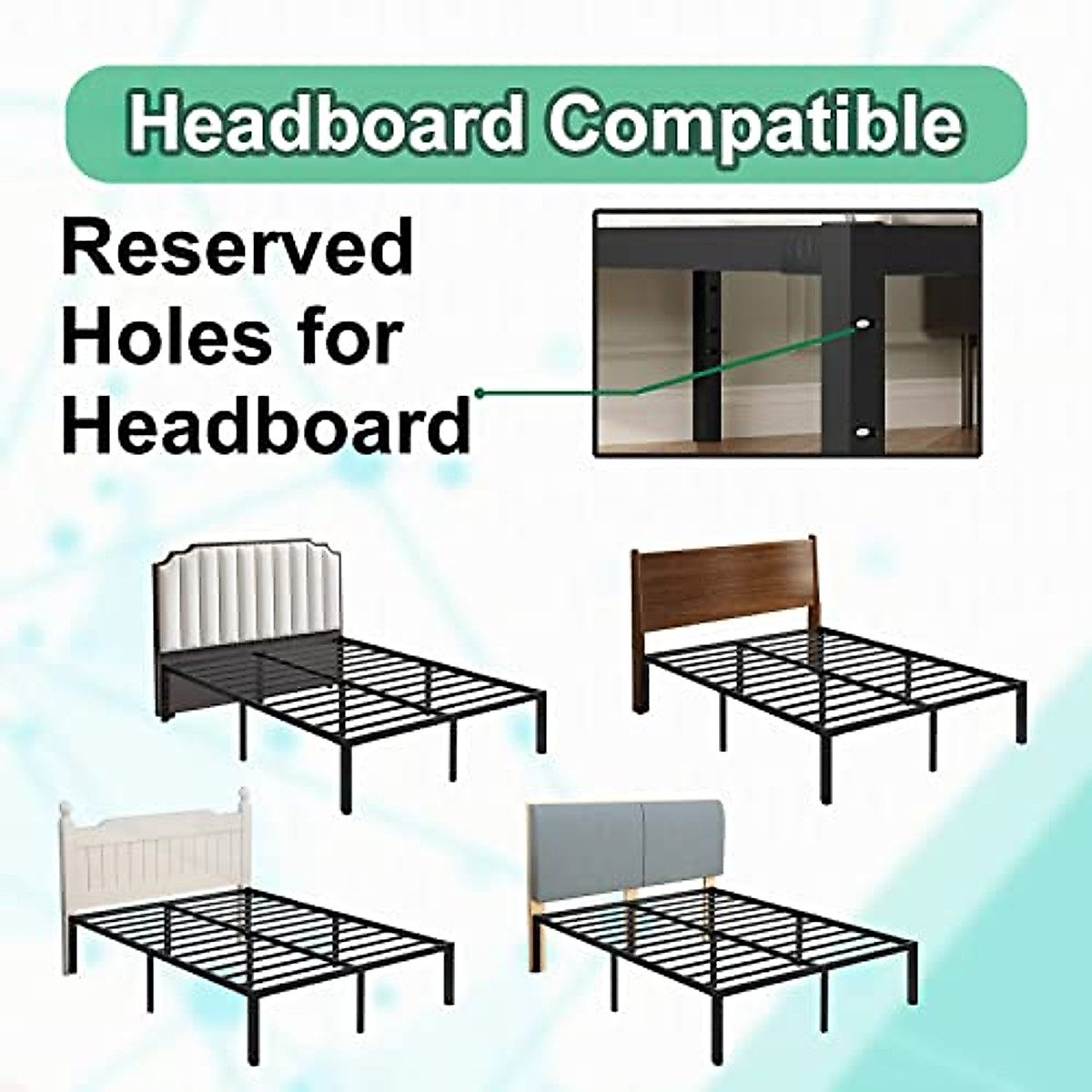 FALOIC Full Size Bed Frame 16 Inch Metal Black Platform Bed Full of Heavy Duty Noise Free, No Box Spring Needed, Easy Assembly Mattress Foundation…