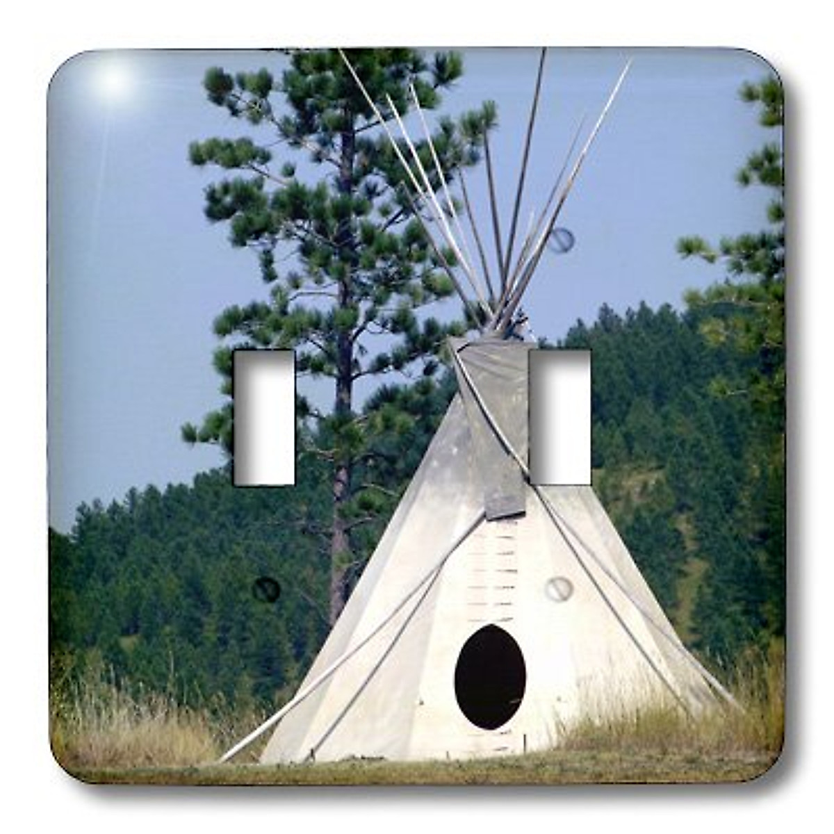 3dRose lsp_94313_2 " Sd, Lakota Indian Teepee, Native American-US42 CMI0278-Cindy Miller Hopkins Double Toggle Switch, Multicolor